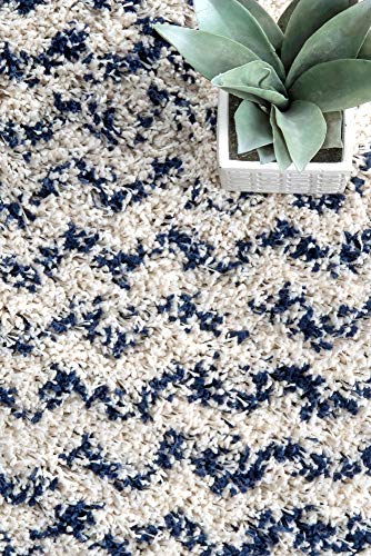 nuLOOM Cuellar Chevron Shag Area Rug, 5' x 8', Navy