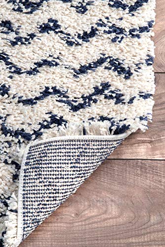 nuLOOM Cuellar Chevron Shag Area Rug, 5' x 8', Navy