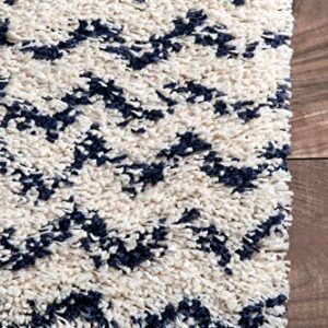 nuLOOM Cuellar Chevron Shag Area Rug, 5' x 8', Navy