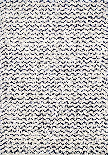 nuLOOM Cuellar Chevron Shag Area Rug, 5' x 8', Navy