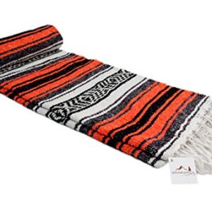 Open Road Goods Orange and Black Mexican Falsa Blanket - Great for The Beach, Picnics, Yoga, or a Throw! Handwoven Colors of Halloween Blanket