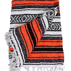 Open Road Goods Orange and Black Mexican Falsa Blanket - Great for The Beach, Picnics, Yoga, or a Throw! Handwoven Colors of Halloween Blanket