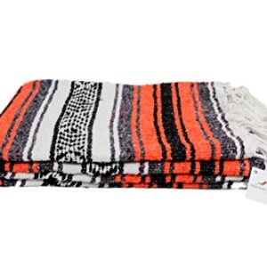 Open Road Goods Orange and Black Mexican Falsa Blanket - Great for The Beach, Picnics, Yoga, or a Throw! Handwoven Colors of Halloween Blanket