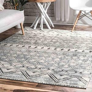 nuloom teresa moroccan area rug, 4′ x 6′, grey