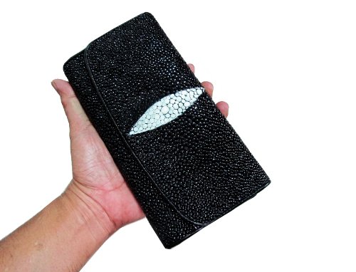 BangkokThailand VERY NICE FOR WOMEN GENUINE STINGRAY LEATHER CLUTCH WALLET SIZE = 5.0 INCHES X 8.0 INCHES