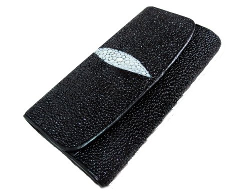 BangkokThailand VERY NICE FOR WOMEN GENUINE STINGRAY LEATHER CLUTCH WALLET SIZE = 5.0 INCHES X 8.0 INCHES