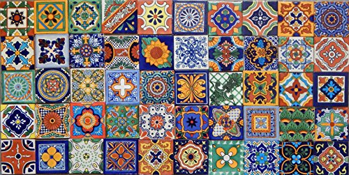 Color y Tradicion 50 Hand Painted Talavera Mexican Tiles 4x4 Spanish Mediterranean