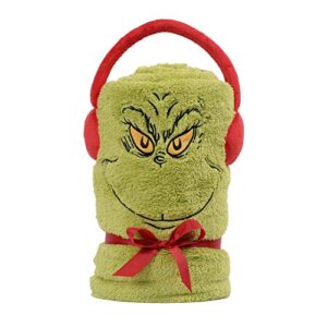 department 56 snowpinions grinch snowthrow holiday fleece blanket, 60 inch, multicolor,6003284