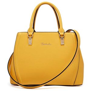 bostanten women leather handbag designer top handle satchel shoulder bag crossbody purse yellow