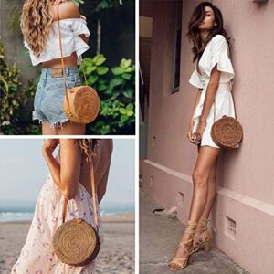 Handwoven Round Rattan Bag Purse for Women, Tote Basket Circle Boho Bag Bali