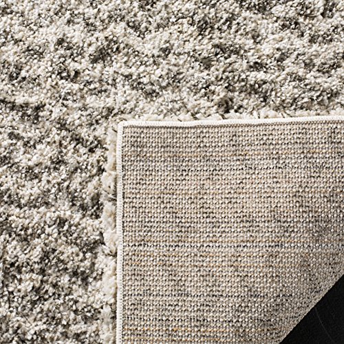 SAFAVIEH Hudson Shag Collection 7' Square Ivory/Grey SGH330A Chevron Non-Shedding Living Room Bedroom Dining Room Entryway Plush 2-inch Thick Area Rug