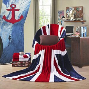 USA/Union Jack Flag Bed Blanket Luxury Fleece Blanket Great British Flag Chair Cabin Sofa Couch Blanket Warm Soft Plush Travel Blanket Bedspread Cover Beach Throw Blanket