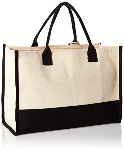 Mud Pie Classic Black and White Initial Canvas Tote Bags (A), 100% Cotton, 17" x 19" x 2"