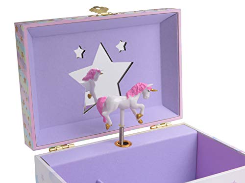 Jewelkeeper Musical Jewelry Box with 2 Pullout Drawers, Glitter Rainbow and Stars Unicorn Design, The Beautiful Dreamer Tune