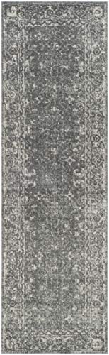 SAFAVIEH Evoke Collection 2'2" x 5' Grey/Ivory EVK270S Shabby Chic Distressed Non-Shedding Living Room Bedroom Area Rug