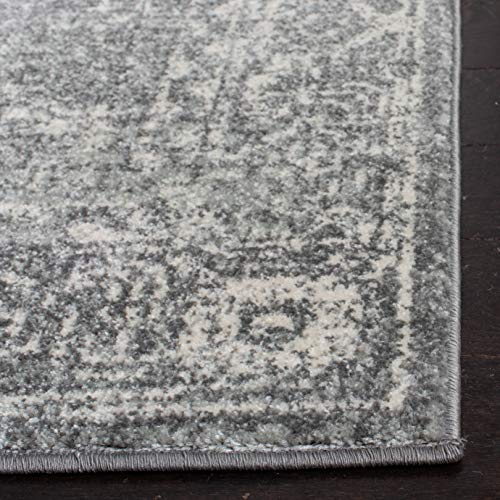 SAFAVIEH Evoke Collection 2'2" x 5' Grey/Ivory EVK270S Shabby Chic Distressed Non-Shedding Living Room Bedroom Area Rug