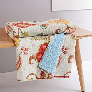 Levtex Home Ashbury Quilted Throw Ivory, Coral, Beige, Teal, Multi