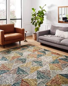 loloi ii spectrum collection spe-01 lagoon/spice, contemporary 7′-9″ x 9′-9″ area rug