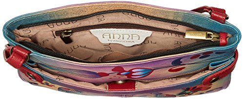 Anna by Anuschka womens Zip-top Organizer With Snap Side cross body handbags, Turkish Pottery, One Size US