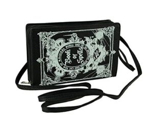 things2die4 black and white glow in the dark book of spells crossbody purse, medium