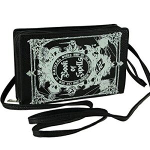 Things2DIe4 Black and White Glow in the Dark Book of Spells Crossbody Purse, Medium