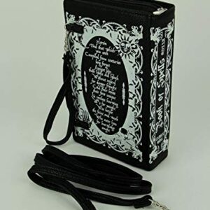 Things2DIe4 Black and White Glow in the Dark Book of Spells Crossbody Purse, Medium