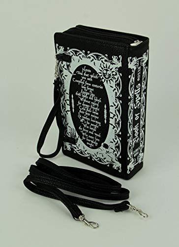 Things2DIe4 Black and White Glow in the Dark Book of Spells Crossbody Purse, Medium