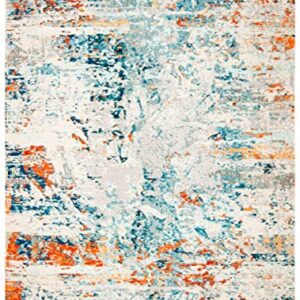 SAFAVIEH Madison Collection 9' x 12' Cream Orange MAD478B Modern Abstract Non-Shedding Living Room Bedroom Dining Home Office Area Rug