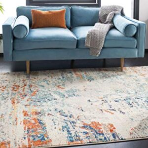 SAFAVIEH Madison Collection 9' x 12' Cream Orange MAD478B Modern Abstract Non-Shedding Living Room Bedroom Dining Home Office Area Rug