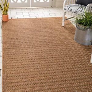 Unique Loom Outdoor Border Collection Transitional Indoor & Outdoor Casual Striped Tonal Border Area Rug (6' 0 x 9' 0 Rectangular, Light Brown/ Olive)