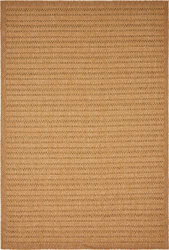 Unique Loom Outdoor Border Collection Transitional Indoor & Outdoor Casual Striped Tonal Border Area Rug (6' 0 x 9' 0 Rectangular, Light Brown/ Olive)