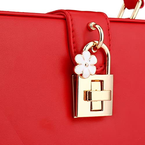 Box Bag Crossbody Bag for Women Top Handle Tote Shoulder Satchel Bag Handbags Clutch Purses (Red)