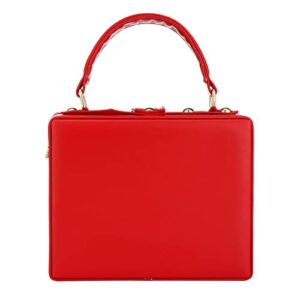 Box Bag Crossbody Bag for Women Top Handle Tote Shoulder Satchel Bag Handbags Clutch Purses (Red)