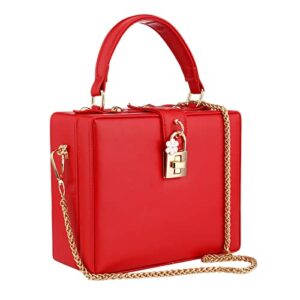 Box Bag Crossbody Bag for Women Top Handle Tote Shoulder Satchel Bag Handbags Clutch Purses (Red)