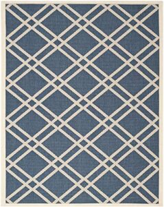 safavieh courtyard collection 8′ x 11′ navy/beige cy6923 trellis indoor/ outdoor waterproof easy-cleaning patio backyard mudroom area-rug