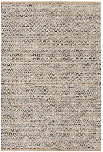 SAFAVIEH Cape Cod Collection 5' x 8' Blue / Natural CAP305M Handmade Coastal Braided Jute Area Rug