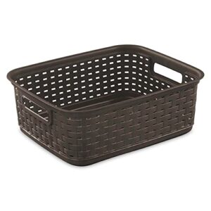 sterilite decorative wicker-style weave basket, espresso | 12726p06 (12 pack)