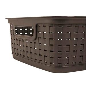 Sterilite Decorative Wicker-Style Weave Basket, Espresso | 12726P06 (12 Pack)