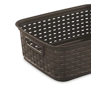 Sterilite Decorative Wicker-Style Weave Basket, Espresso | 12726P06 (12 Pack)