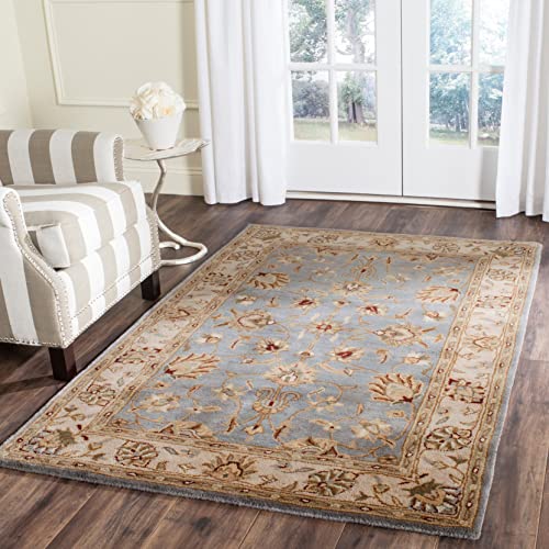 SAFAVIEH Royalty Collection 9' x 12' Blue / Beige ROY343B Handmade Traditional Oriental Premium Wool Area Rug