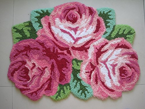 YOUSA Romantic 3 Pink Roses Rug for Living Room Anti-Slip Door Mat 31.5''x23.6''