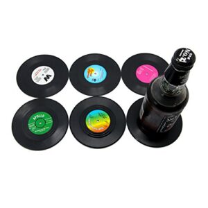 DuoMuo Coaster Vinyl Record Disk Coasters for Drinks - Tabletop Protection Prevents Furniture Damage (6 PCS Vinyl)