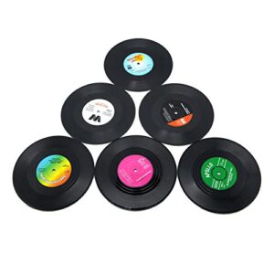 DuoMuo Coaster Vinyl Record Disk Coasters for Drinks - Tabletop Protection Prevents Furniture Damage (6 PCS Vinyl)