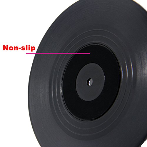 DuoMuo Coaster Vinyl Record Disk Coasters for Drinks - Tabletop Protection Prevents Furniture Damage (6 PCS Vinyl)