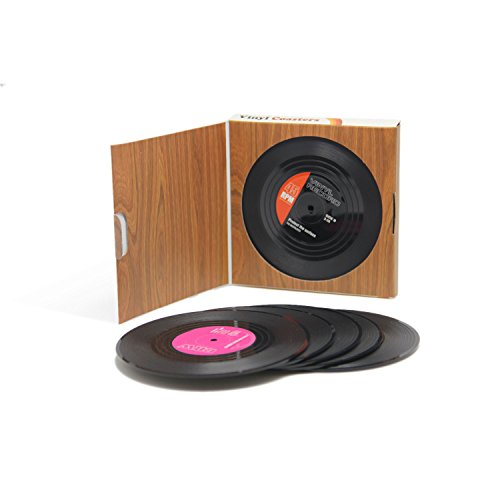 DuoMuo Coaster Vinyl Record Disk Coasters for Drinks - Tabletop Protection Prevents Furniture Damage (6 PCS Vinyl)