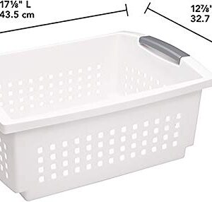 Sterilite 16648006 Stacking Plastic Basket, Large, White