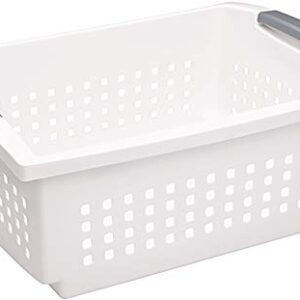 Sterilite 16648006 Stacking Plastic Basket, Large, White