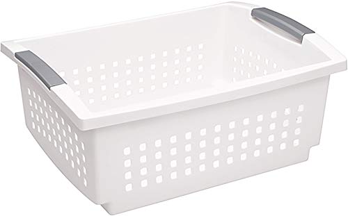 Sterilite 16648006 Stacking Plastic Basket, Large, White