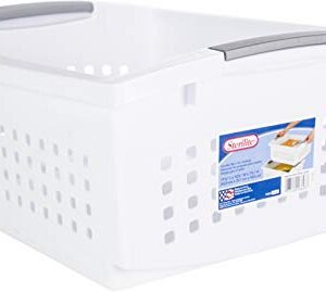 Sterilite 16648006 Stacking Plastic Basket, Large, White