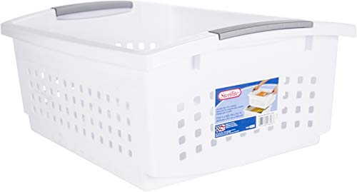 Sterilite 16648006 Stacking Plastic Basket, Large, White